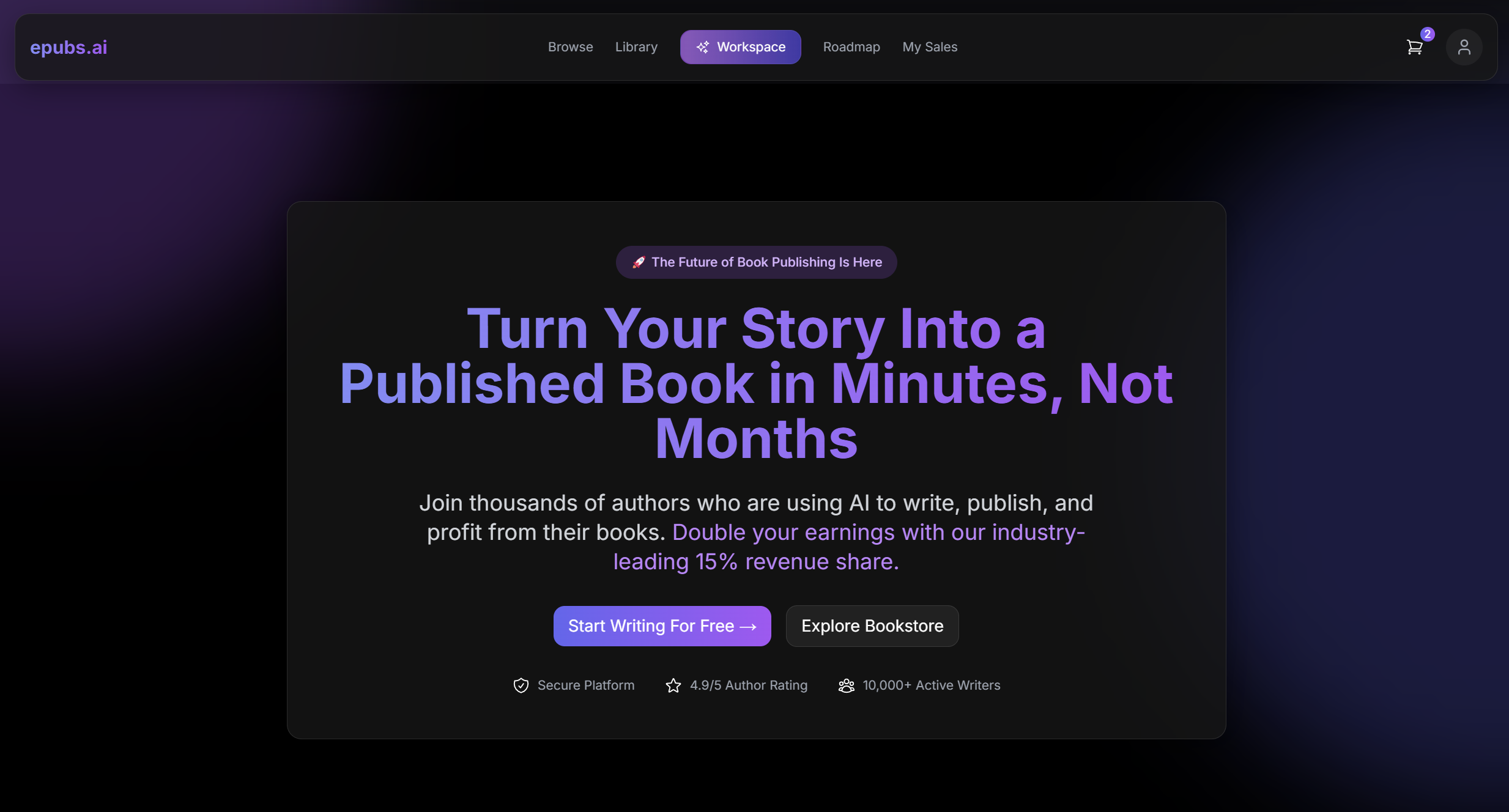 epubs.ai - Write, Publish & Sell eBooks | Self-Publishing Suite